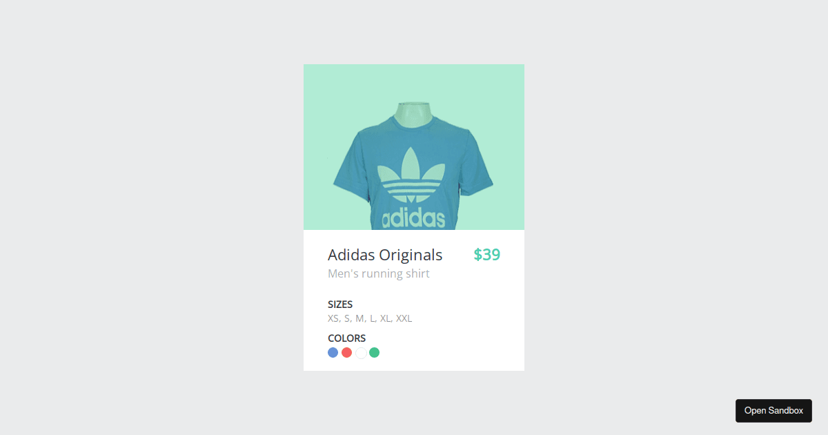 Swipeable product card - Codesandbox