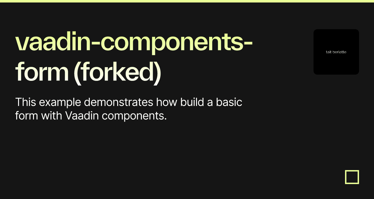 vaadin-components-form (forked) - Codesandbox