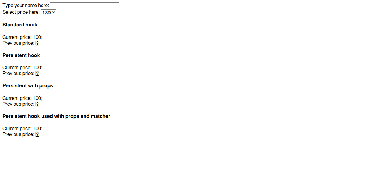 use-previous-hook-persistent-with-matcher - Codesandbox