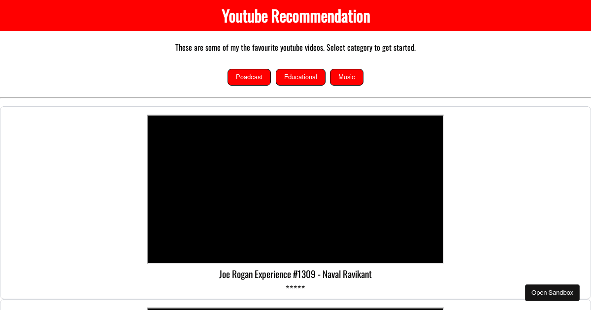 Youtube Recommendation - Codesandbox