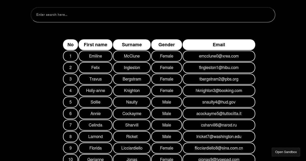 Advanced Search with filter in Reactjs (forked) - Codesandbox