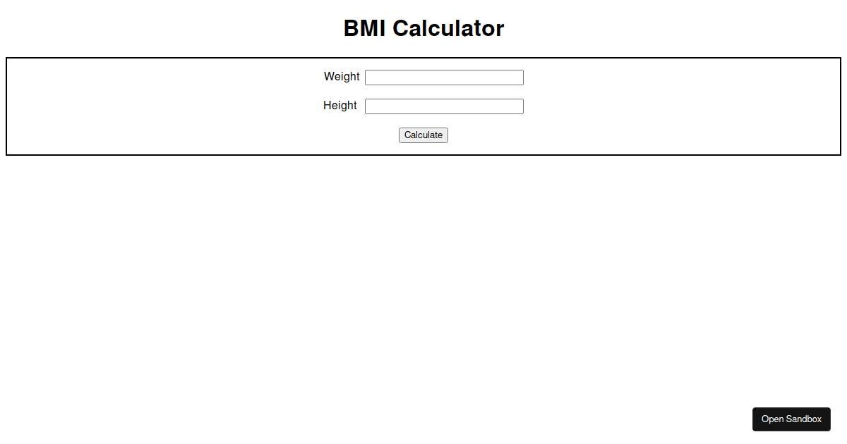 React BMI calculator PRACTICE - Codesandbox