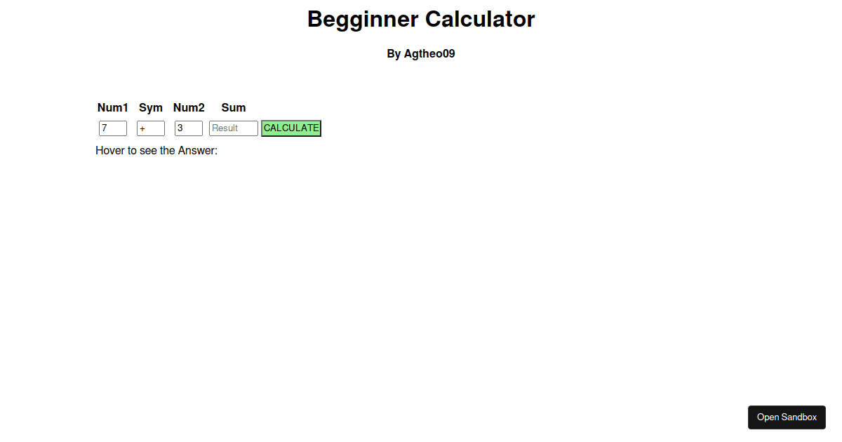 Calculator Game JS - Codesandbox