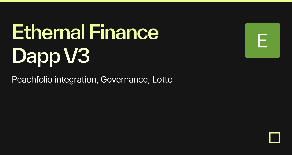 Ethernal Finance Dapp V3 - Codesandbox