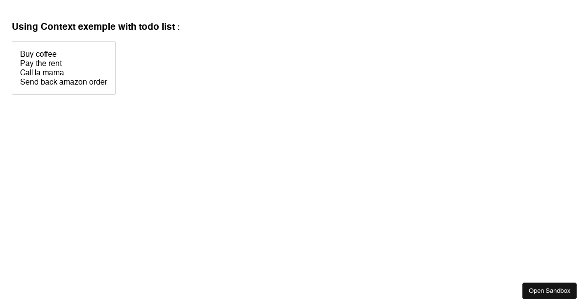 Using Context Example Codesandbox