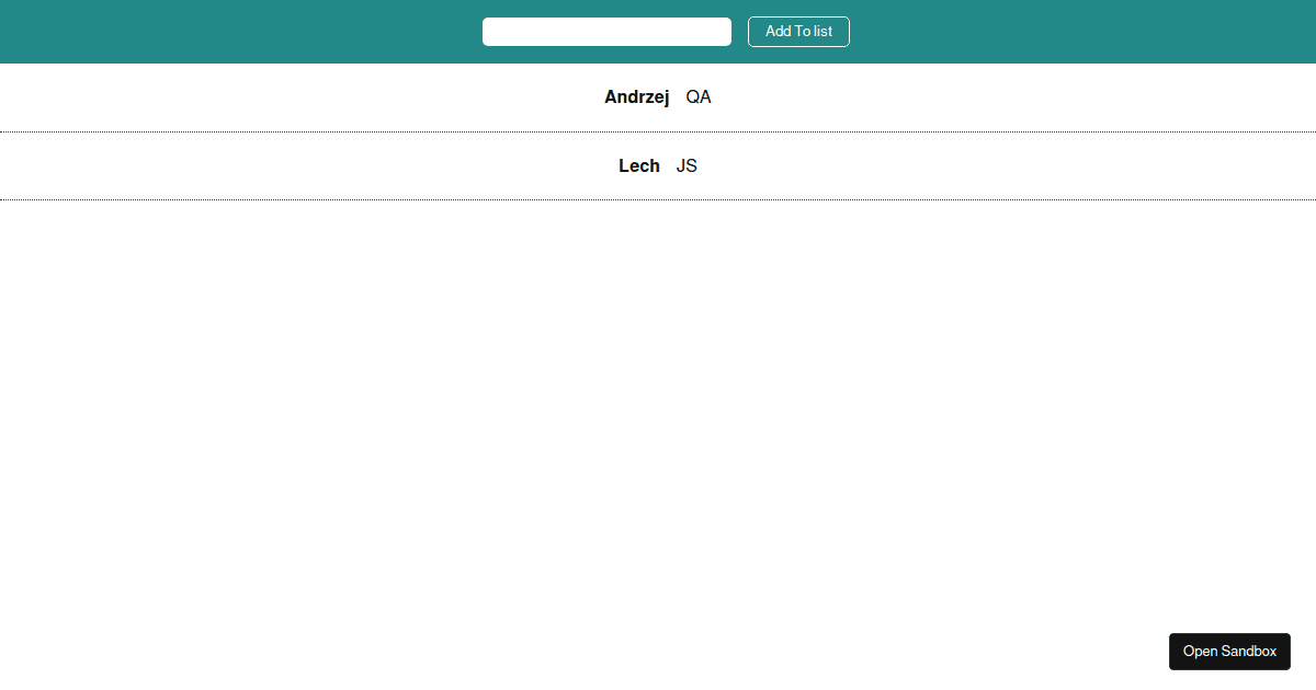 [React] Lista - Codesandbox