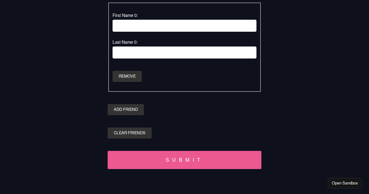 React Hook Form - Array Fields (forked) - Codesandbox