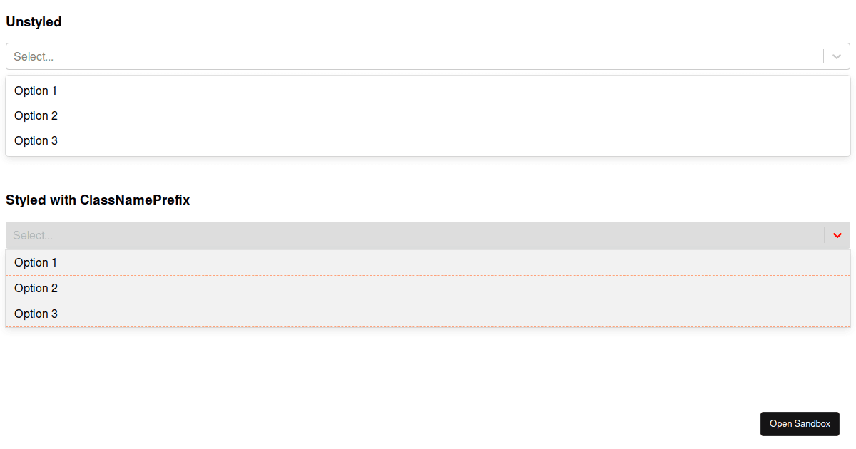 React Select Classnameprefix Styling Codesandbox 