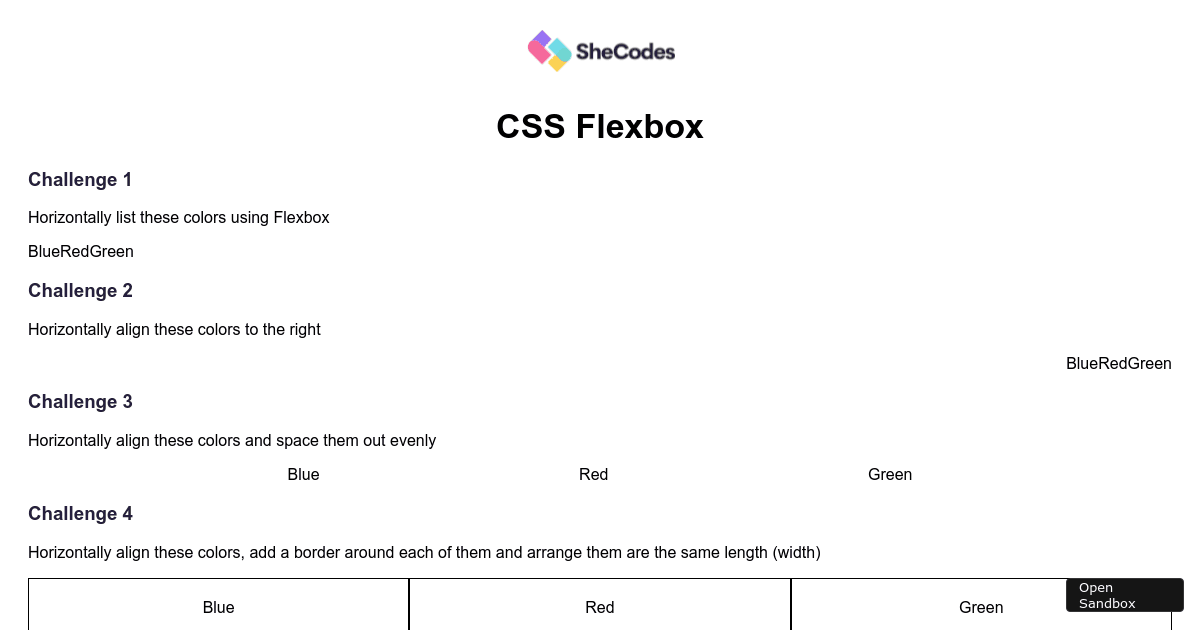 css-flexbox-challenge - Codesandbox