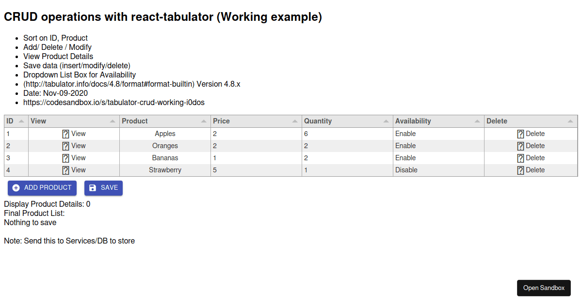tabulator-crud-working - Codesandbox