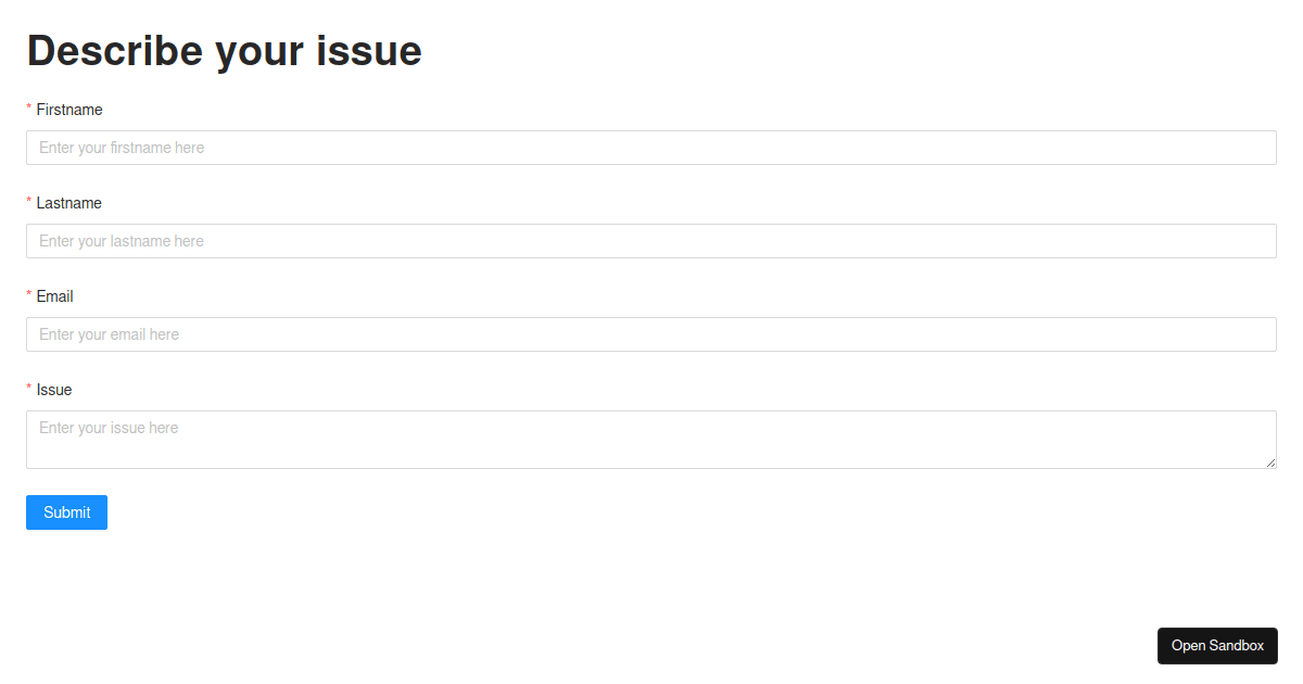 Reportissueform With React Redux Connect Api Redux Toolkit Create Async Thunk Codesandbox