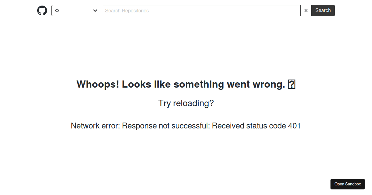 Github Repository Search Example Codesandbox