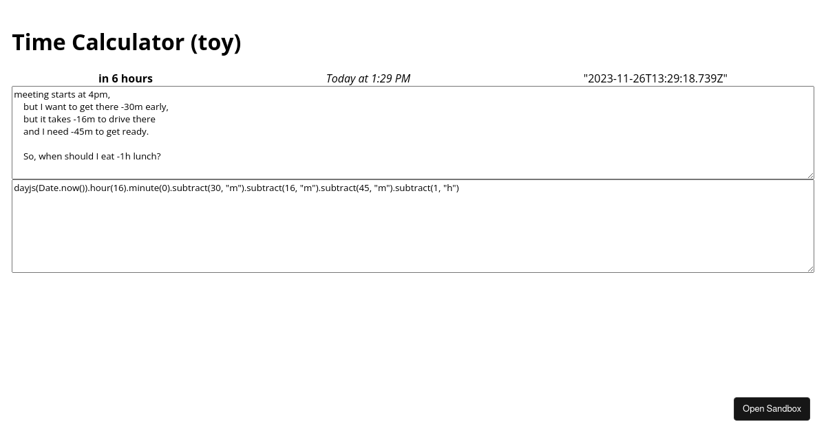 time calculator (forked) - Codesandbox