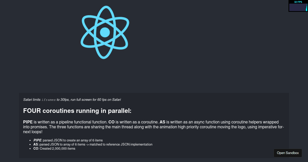 js-coroutines pipeline demo - Codesandbox