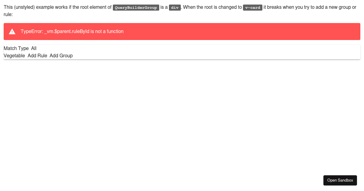 VueQueryBuilder & Vuetify - Codesandbox VueQueryBuilder & Vuetify - Codesandbox
