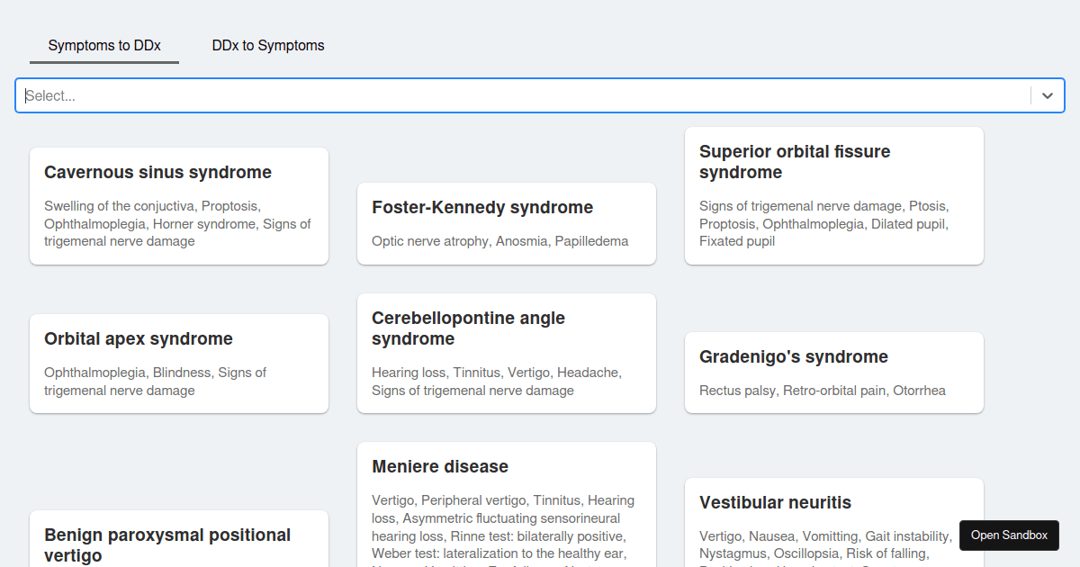 DDx tool - Codesandbox