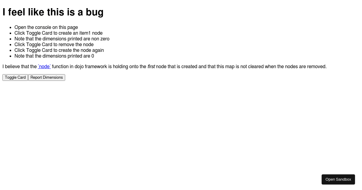 Dojo Codesandbox Template Codesandbox