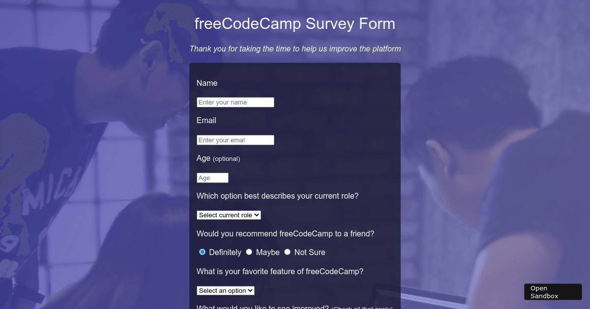 form-freecodecamp - Codesandbox
