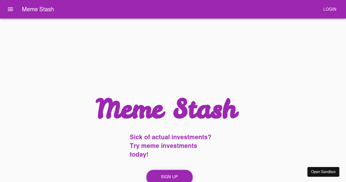 Meme Stash Design Idea #1 - Codesandbox
