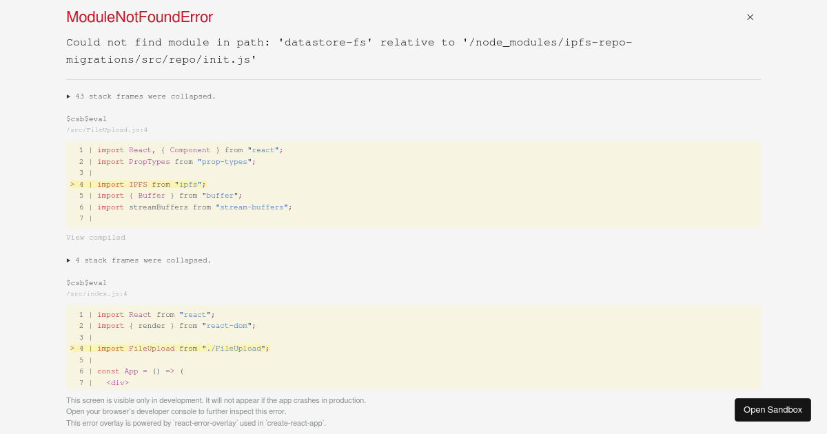 Ipfs File Upload In Browser Codesandbox