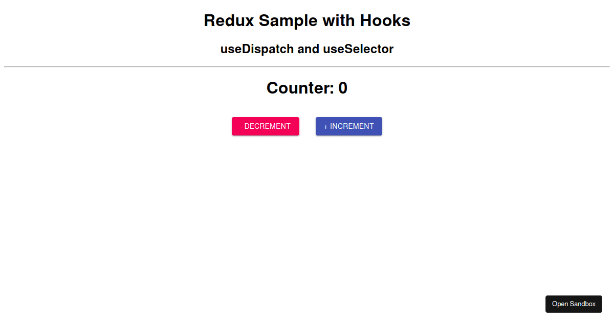 redux-useSelector-useDispatch-Sample (forked) - Codesandbox