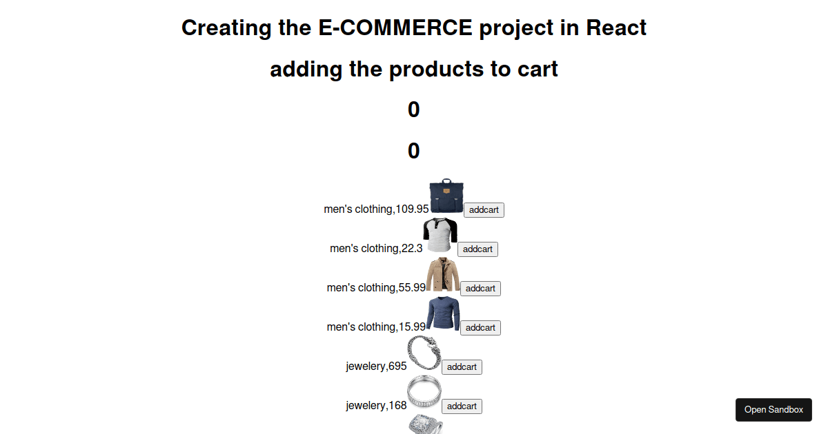 E-commerce project - Codesandbox