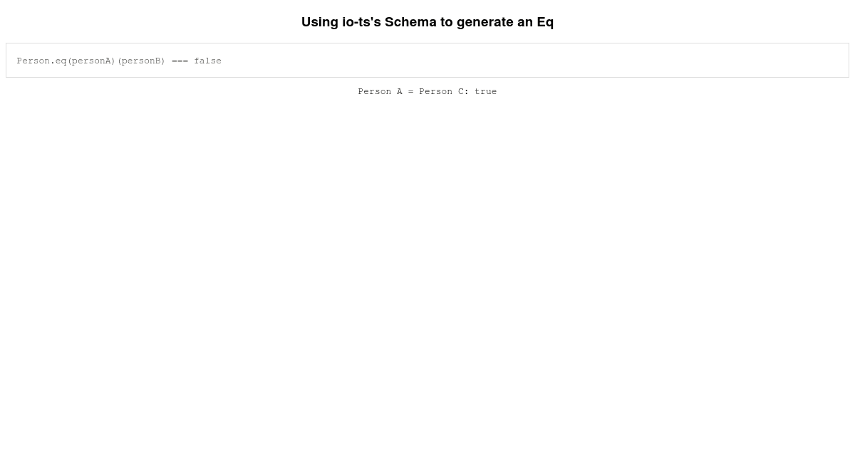 io-ts v3 demo: deriving Eq, Arbitrary instances from a schema - Codesandbox