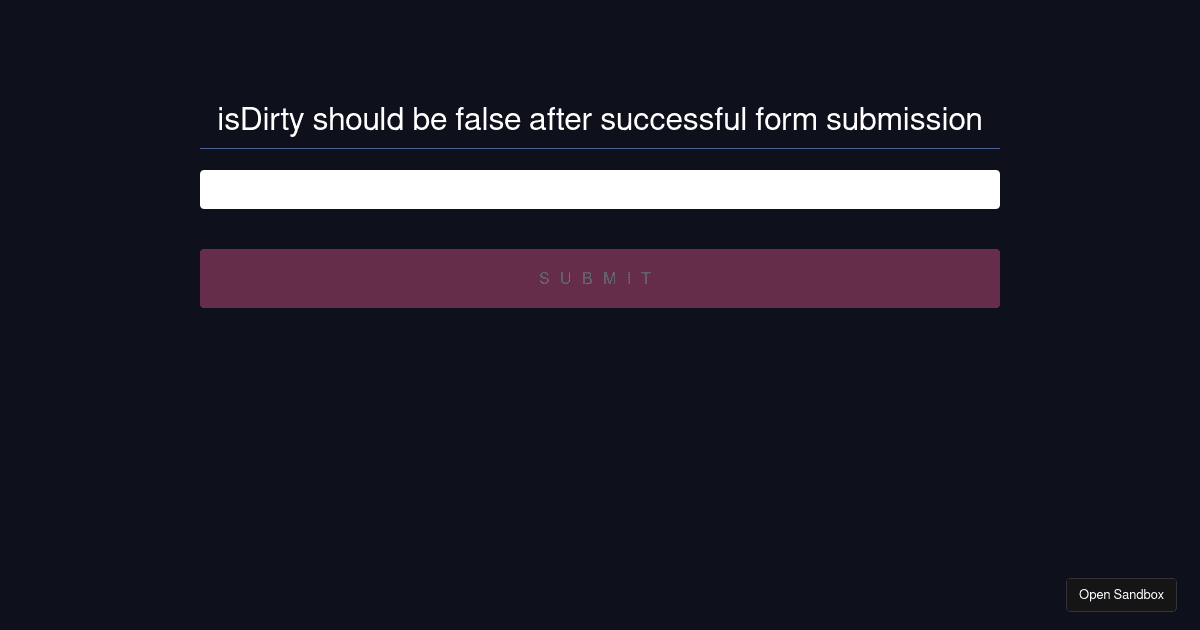 React Hook Form - reset isDirty after submit - Codesandbox React Hook Form - reset isDirty after submit - Codesandbox