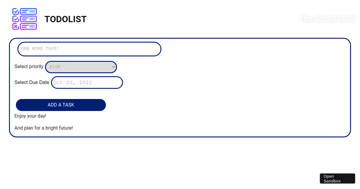 TODOLIST /react project (forked) - Codesandbox