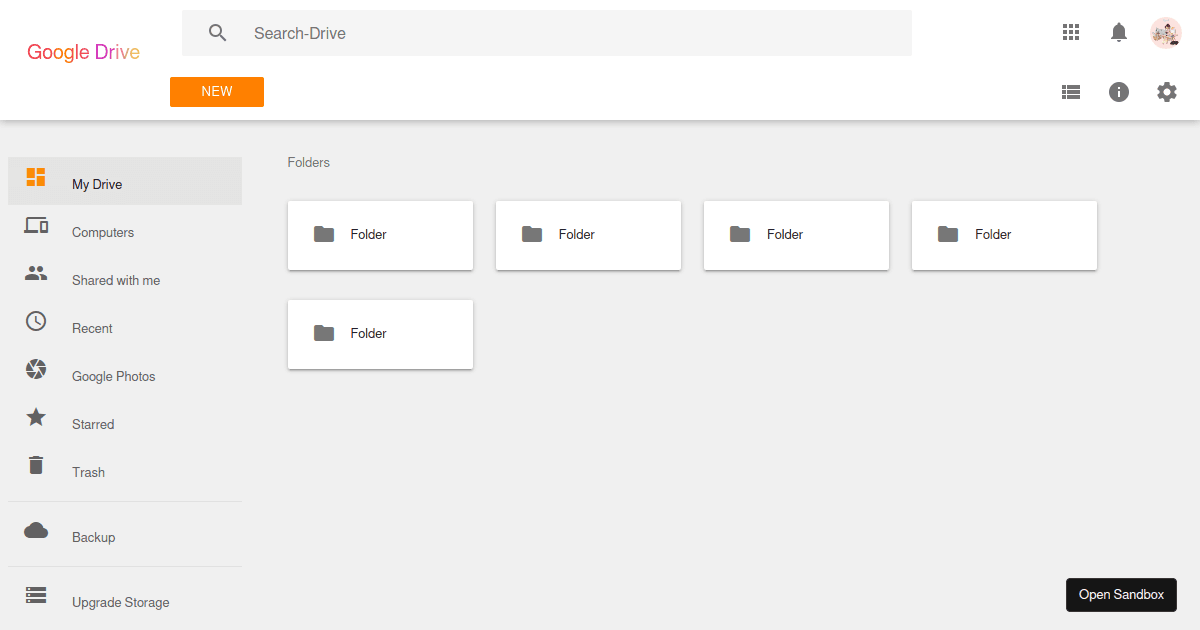 Google Drive Clone using Html & Css (forked) - Codesandbox