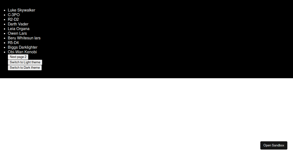 Star Wars Example Codesandbox