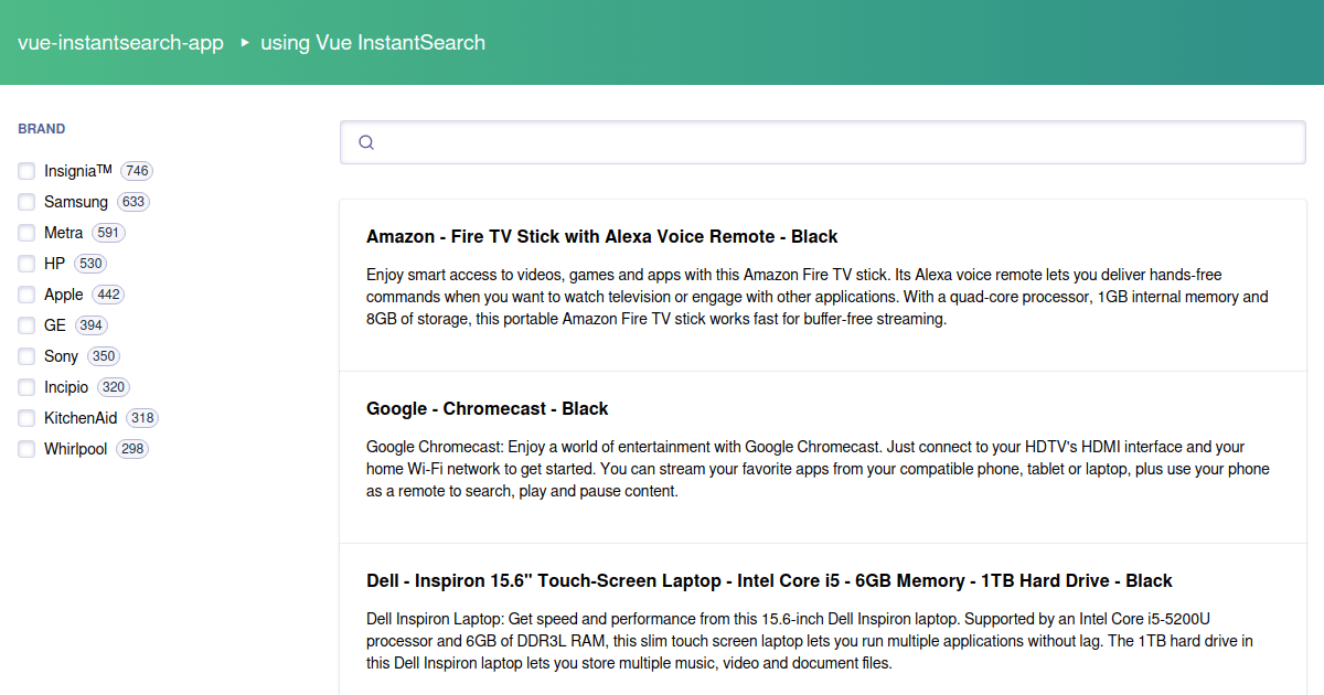 vue-instantsearch-app - Codesandbox vue-instantsearch-app - Codesandbox