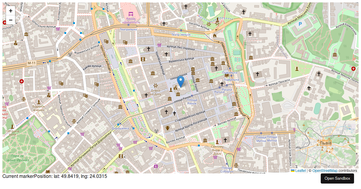 React Leaflet Map With Marker Codesandbox