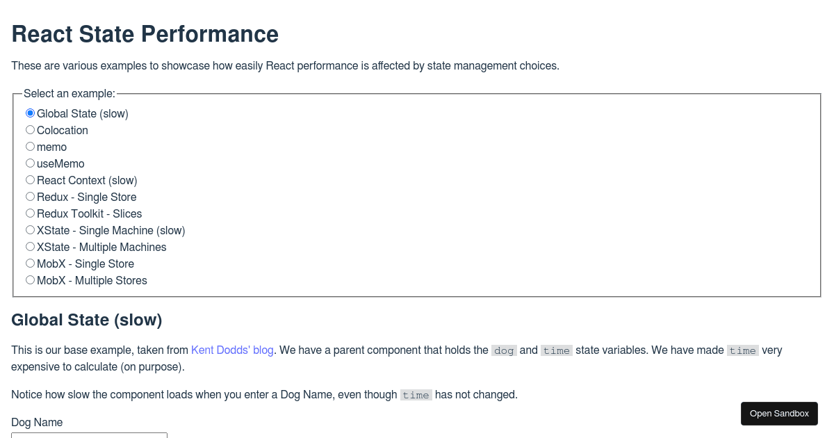 react-state-performance - Codesandbox