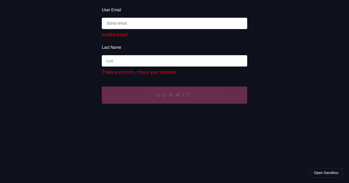 React Hook Form - Async Field Validation (forked) - Codesandbox React Hook Form - Async Field Validation (forked) - Codesandbox