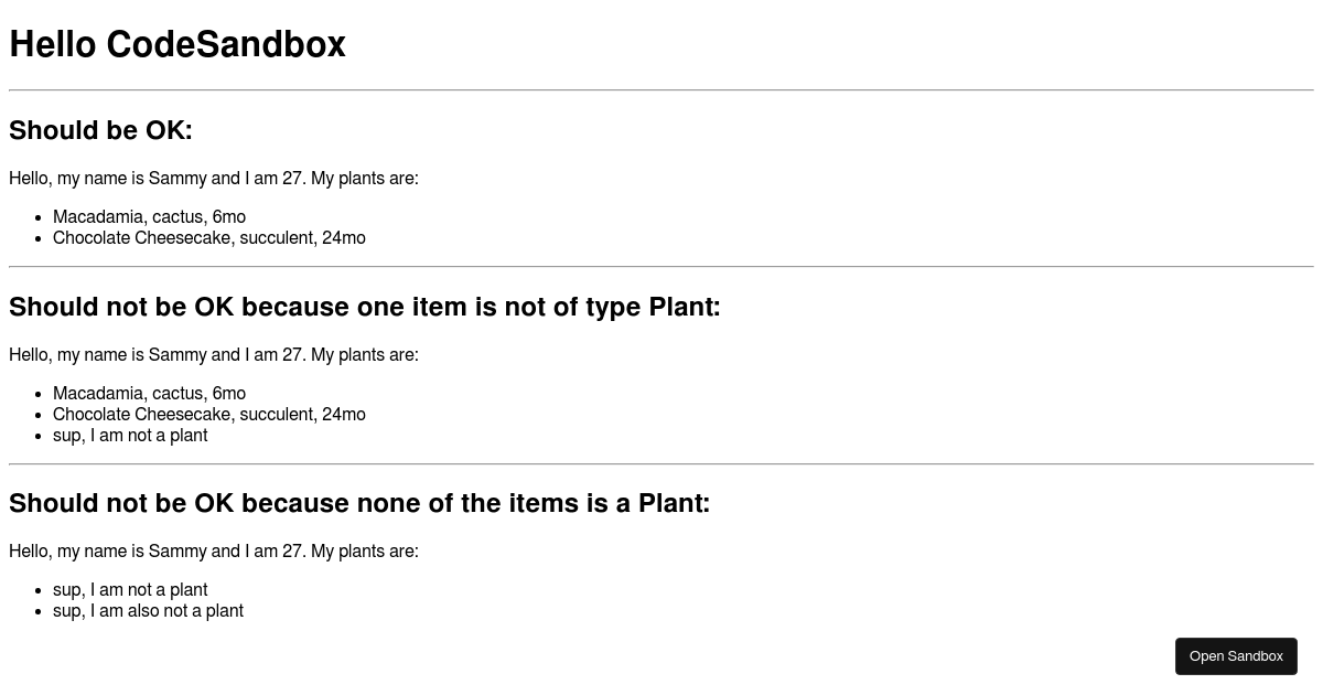 experimenting with React children types - Codesandbox