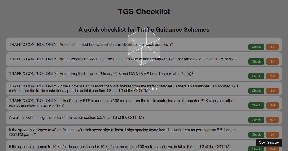 TGS Checklist - Codesandbox