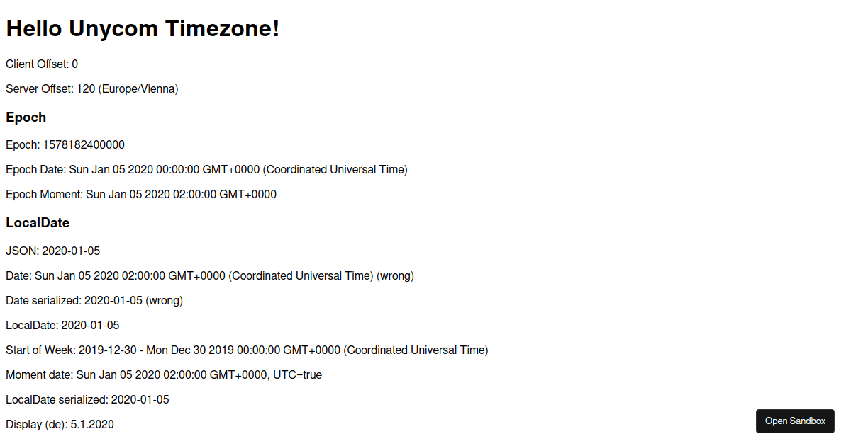Unycom timezones - Codesandbox