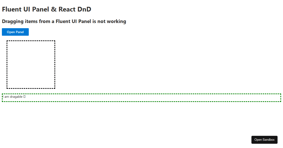 React DnD from FluentUI Panel component - Codesandbox