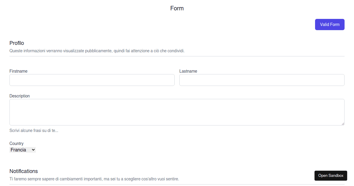 Form e Input Complete - Codesandbox