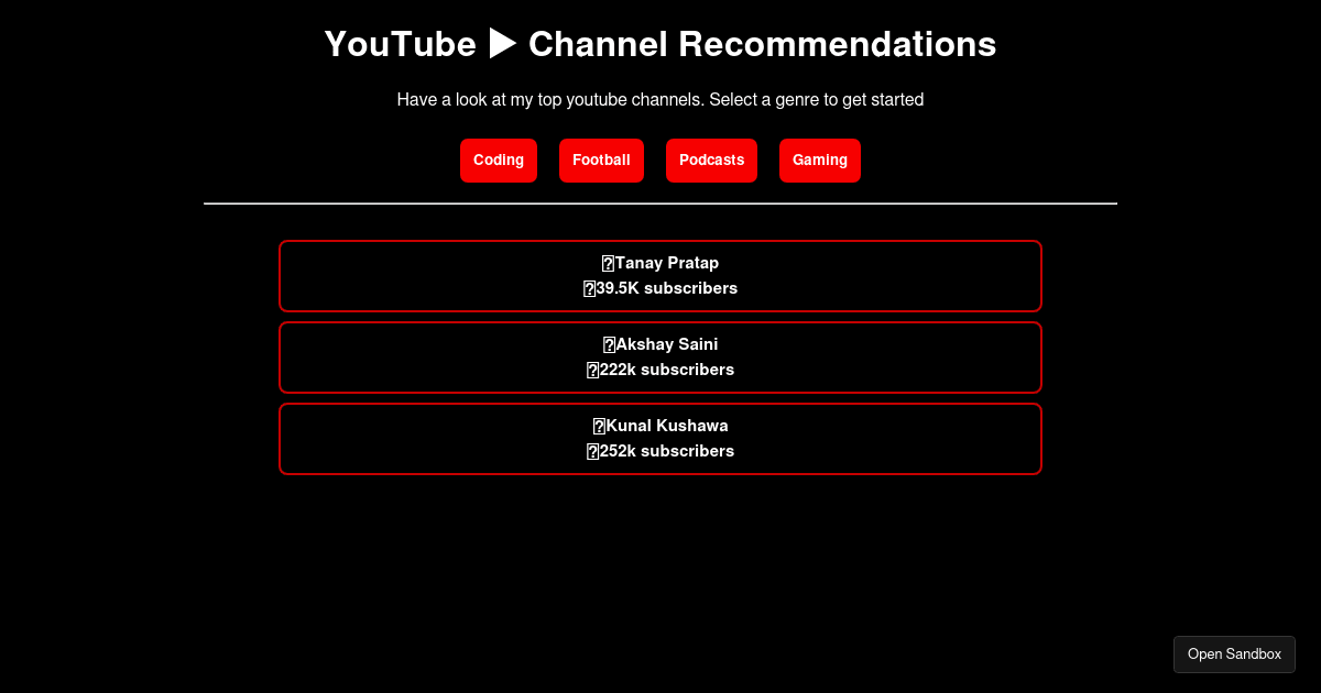top-youtube-channels - Codesandbox
