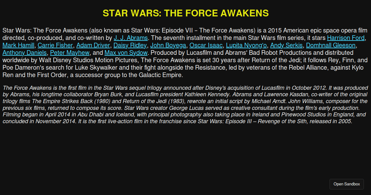 CSS Wars: The Selector Awakens - Codesandbox