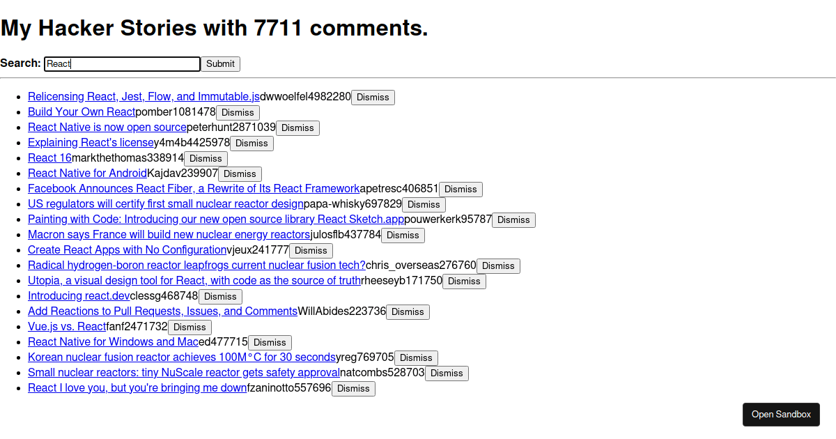 hacker-stories - Codesandbox