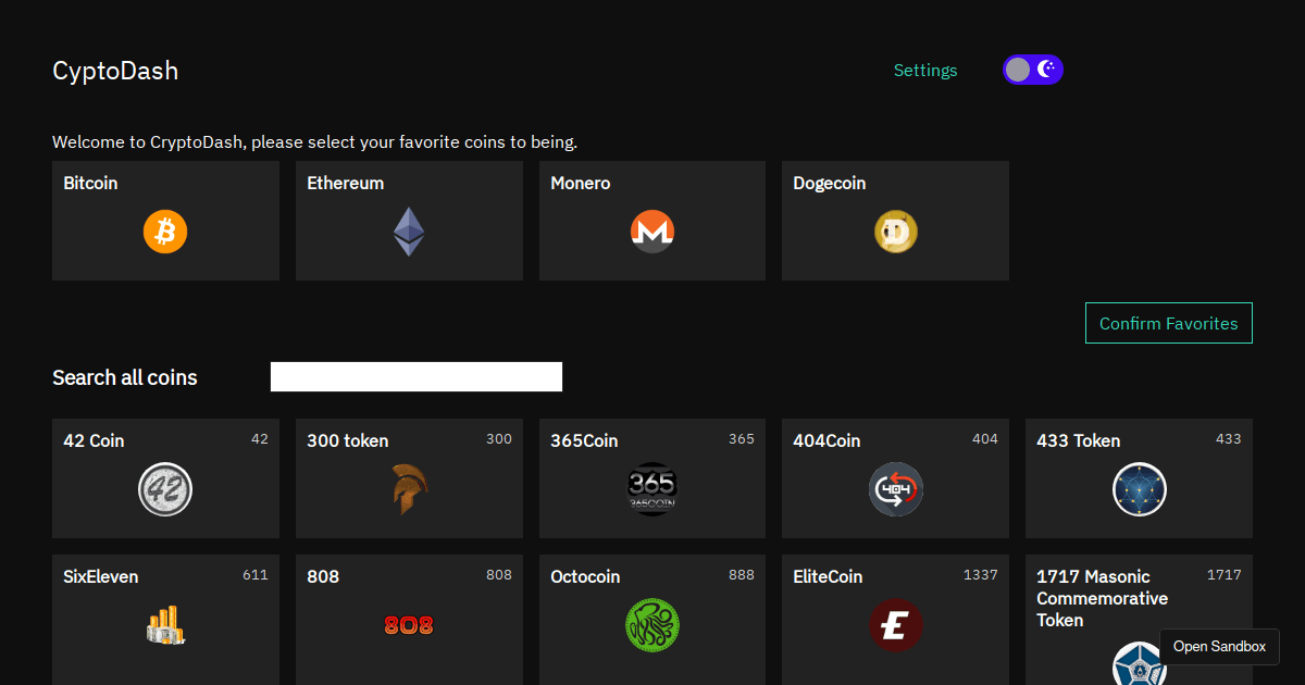 cryptodash - Codesandbox