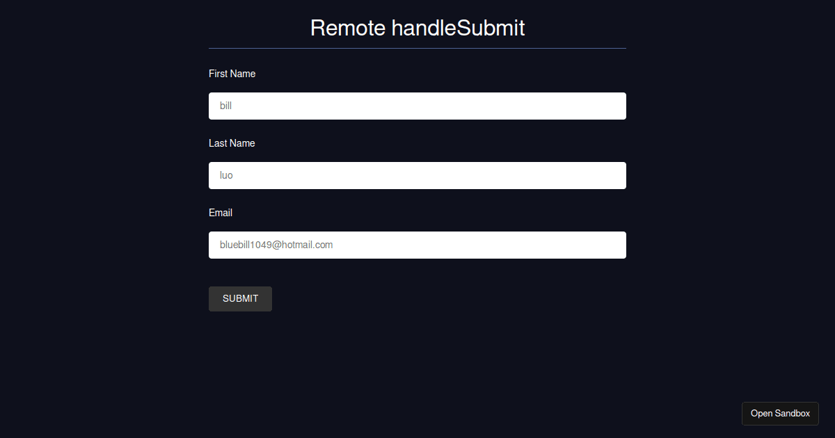 Remote handleSubmit - Codesandbox