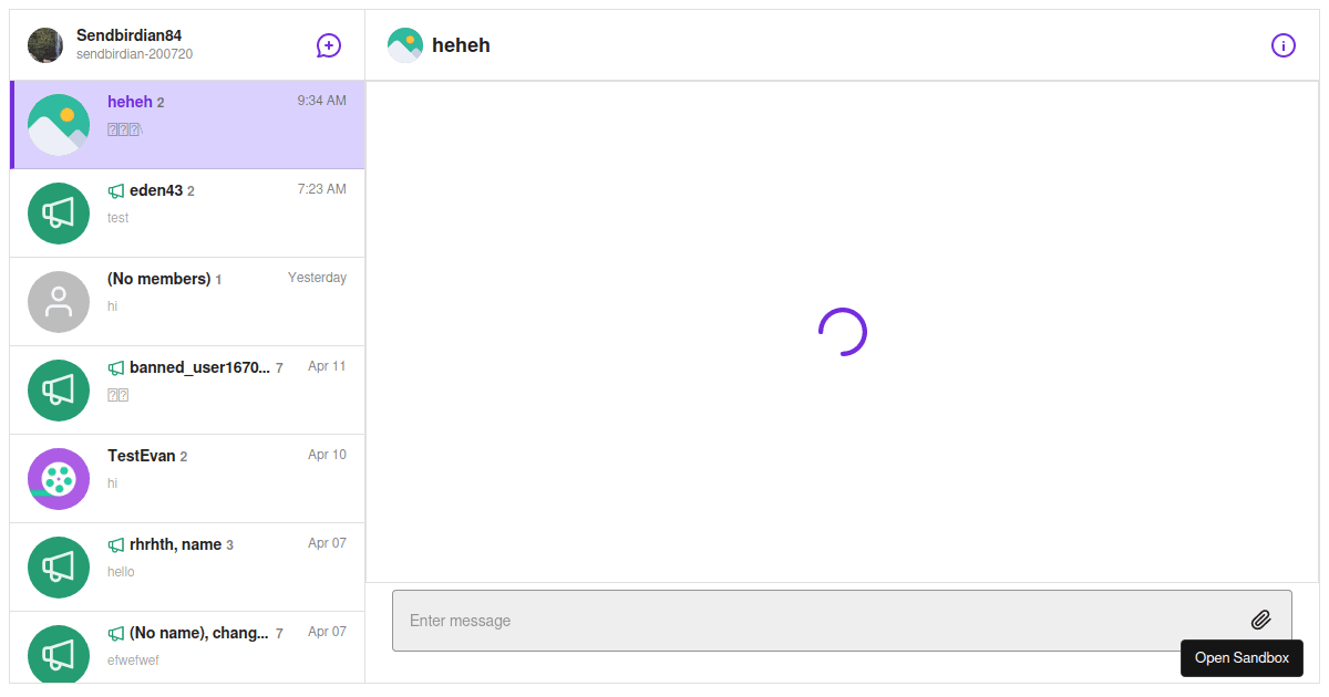 (1-1) Using Sendbird App (forked) - Codesandbox