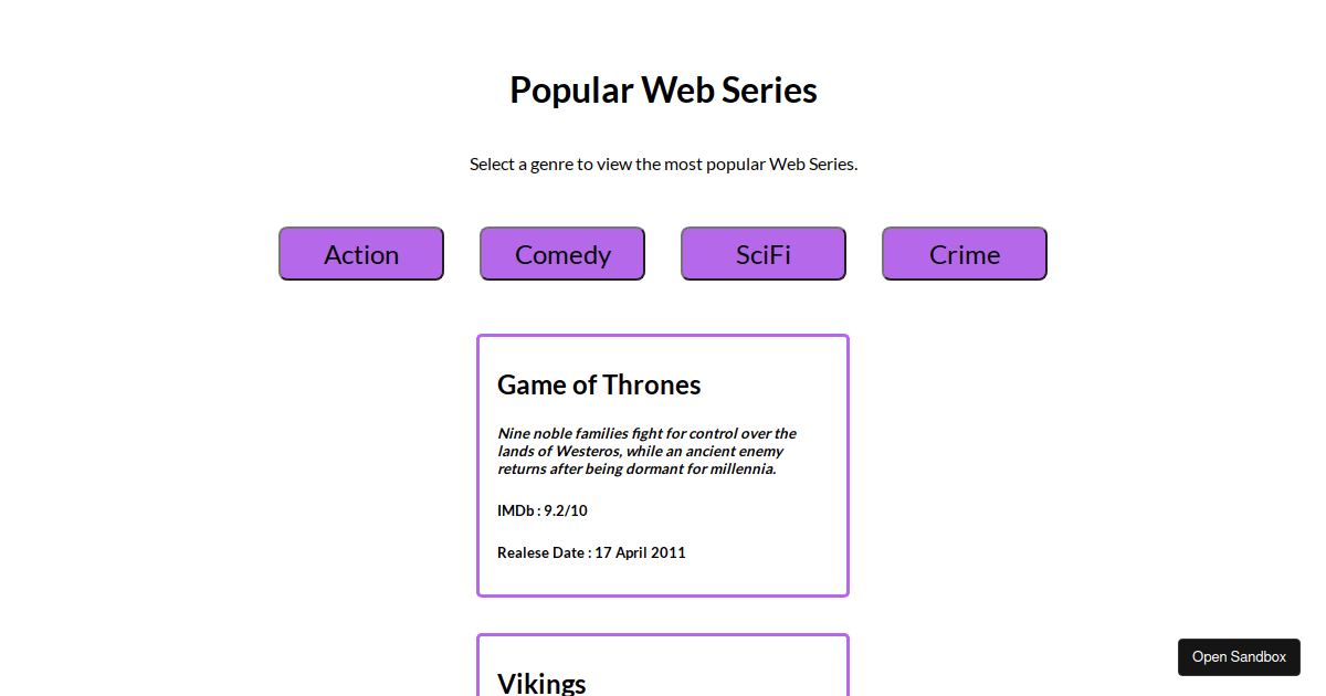 webseries-recommend - Codesandbox