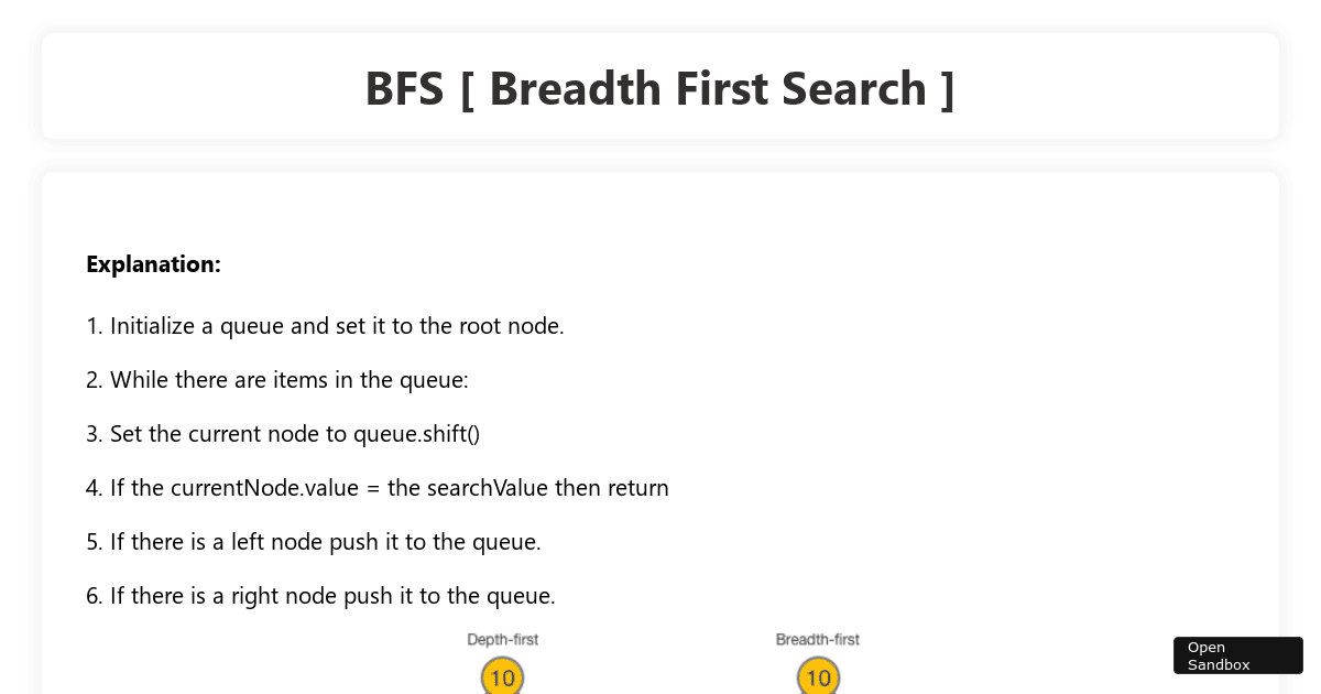 Breadth First Search Algorithm Codesandbox