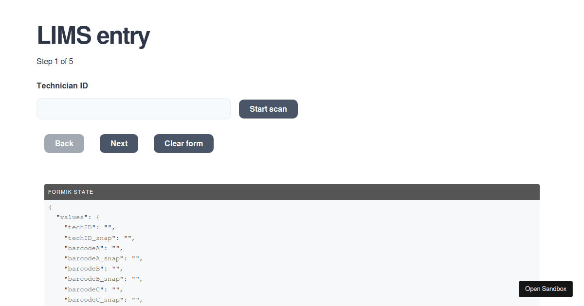 LIMS Entry - Codesandbox