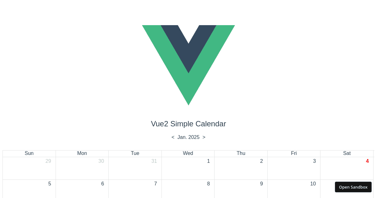 Vue2-Simple-Calendar - Codesandbox